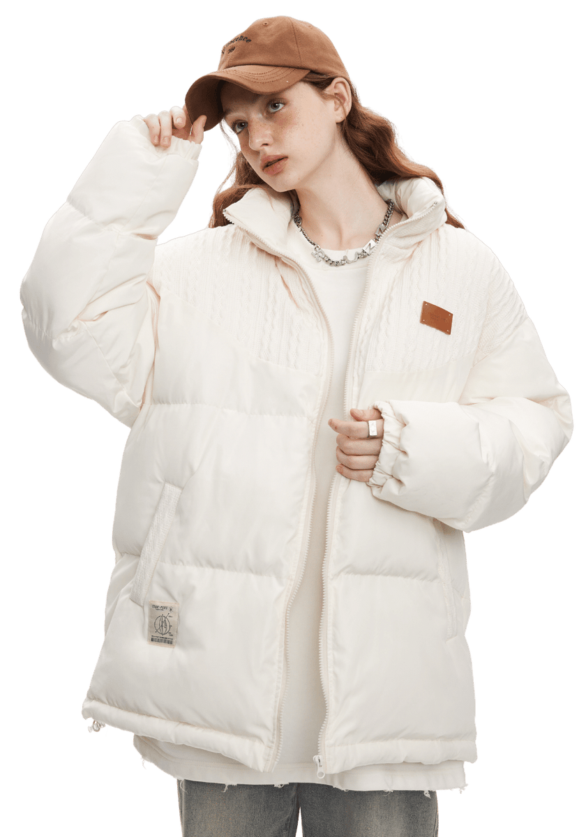 Iconslab-Textured Knit Down Jacket-White – ICONSLAB