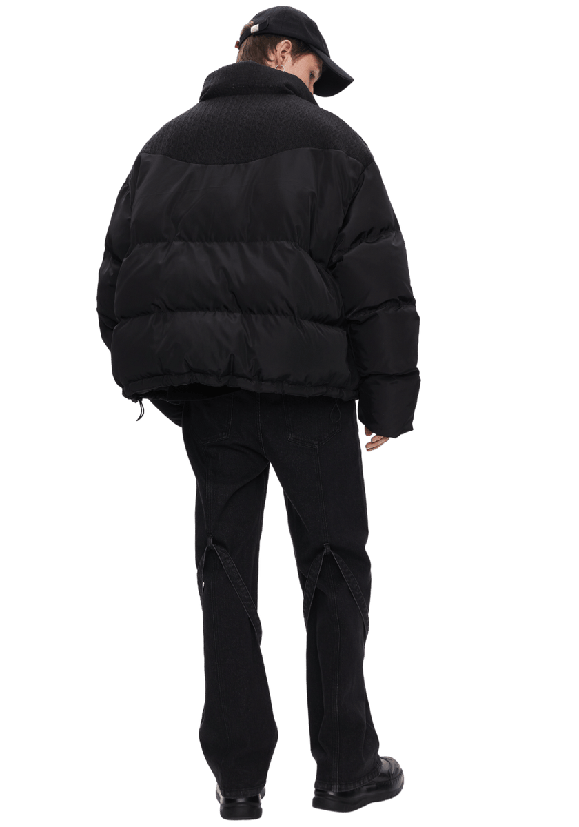 Iconslab-Textured Knit Down Jacket-Black – ICONSLAB
